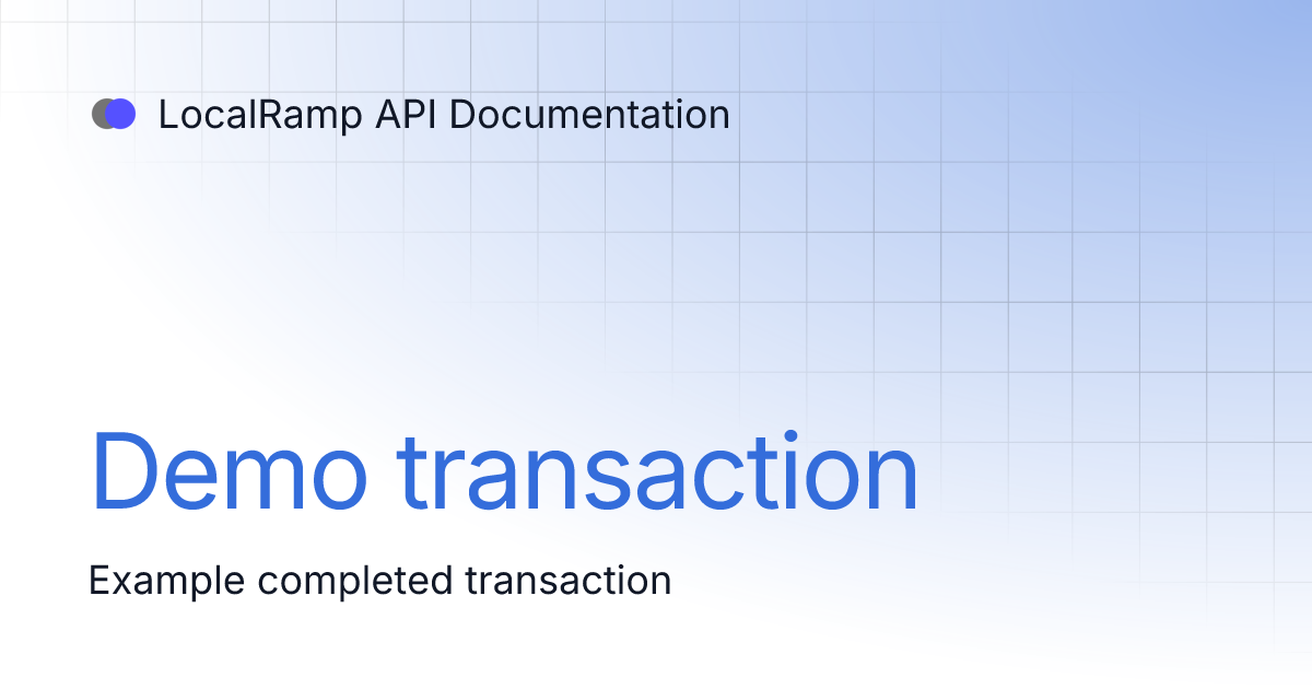 Demo transaction | LocalRamp API Documentation